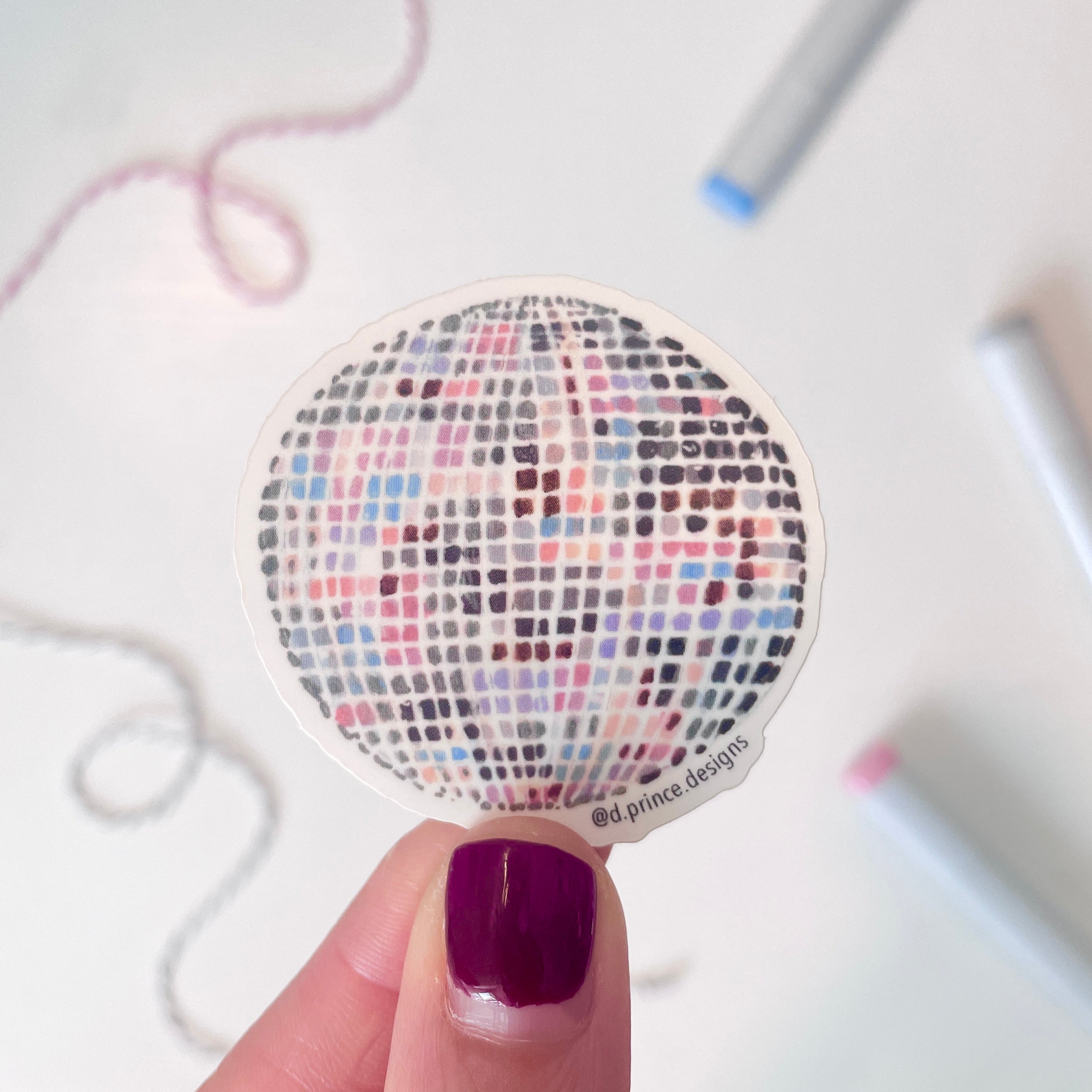 Hand-Illustrated Disco Ball | 2" Vinyl Sticker – D. Prince Designs